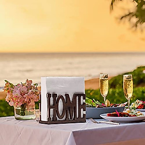 Honiway Napkin Holder for Table Large Rustic Wood Napkin Holders for Paper Napkins Farmhouse Napkin Dispenser for Dining Room Cocktail Kitchen Table Countertop Decor Walnut