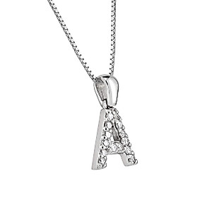 Diamond Wish 14k White Gold Letter A Diamond A to Z Initial Pendant Necklace (1/10cttw) with 18-inch chain