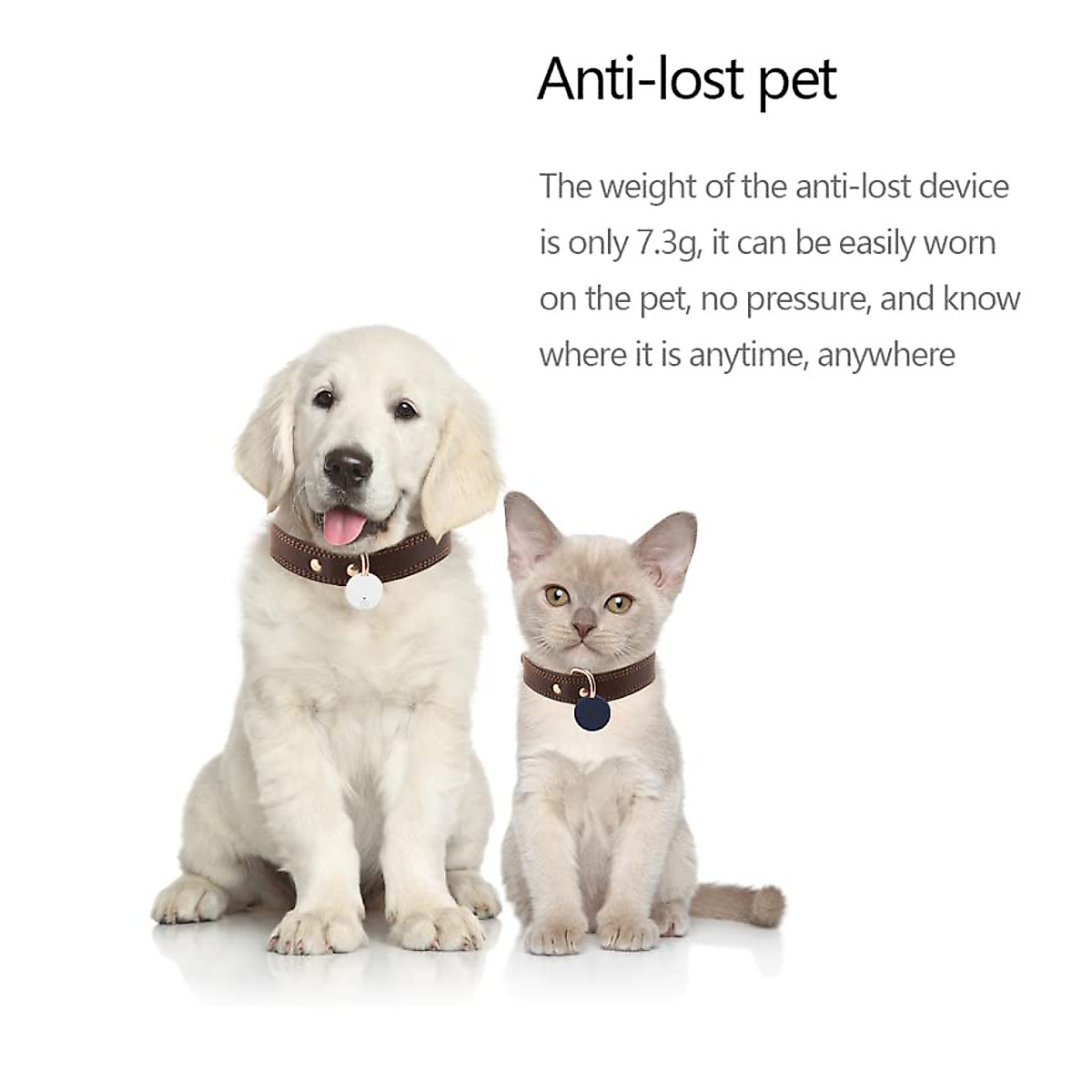 Beauty HAO Mini Dog GPS Tracking Device, No Monthly Fee App Locator, 2022 New Version Portable Bluetooth Intelligent Anti-Lost Device for Luggages/ Kid/ Pet Bluetooth Alarms (White)