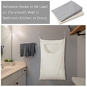 Wovnet 2 Pcs Large Hanging Laundry Hamper Bag 28 x 35 in over the Door Hamper Space Saving Hanging Laundry Bag Hanging Laundry Basket with Hanging Hooks for Wall Dirty Clothes Storage RV Room, 2 Color