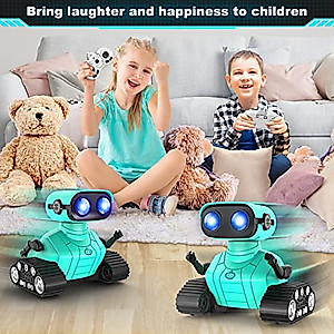 Hamourd Robot Toys - Kids Toys Rechargeable RC Robots, Remote Control Toy with Auto-Demonstration, Flexible Head & Arms, Dance Moves, Music, Shining LED Eyes, Girls Boys Toys Birthday