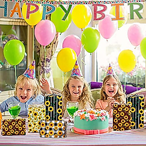 Whaline 12 Sheet Sunflower Wrapping Paper 4 Designs Summer Floral Wrapping Paper Plaids Stripe Sunflower Art Paper for Spring Summer Holiday Birthday Gift Wrap DIY Craft Decoration, 19.7 x 27.6 Inch