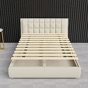 Greaton, 0.68-Inch Heavy Duty Wooden Bunkie Board/Bed, Enhance Mattress Support, Queen, Beige, Horizontal Slat