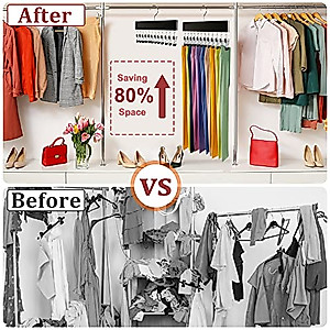 2PC Upgrade 12 Clips Pants Hangers Space Saving, Multifunctional Non Slip Leggings Pants Rack for Closet Organizers Storage with Roatable Hooks, for Jeans,Leggings,Trousers,Skirts