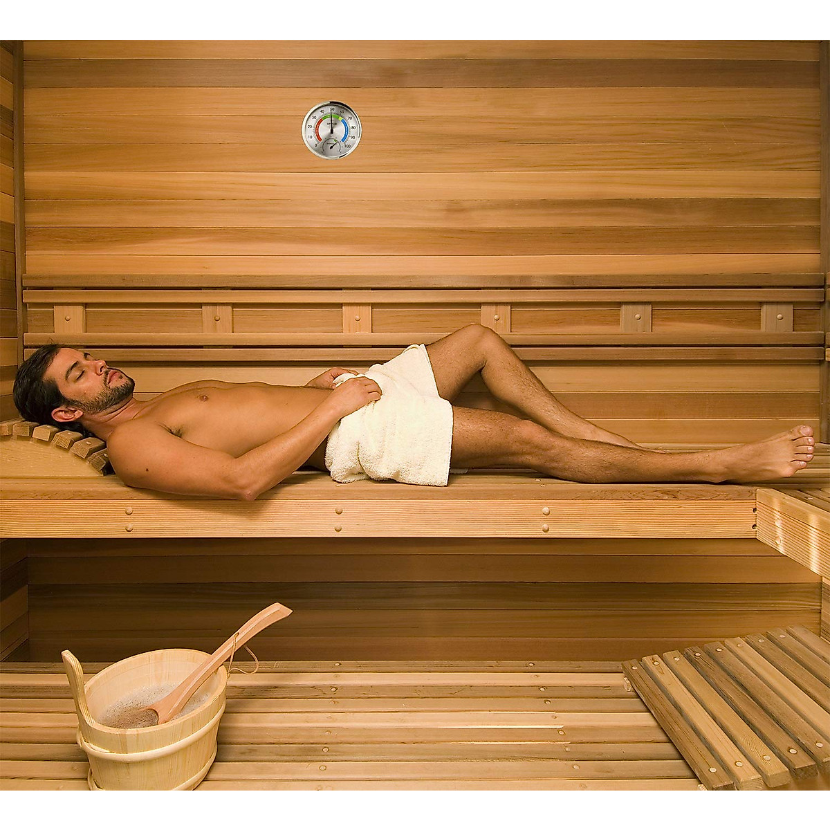 LittleGood 5" Indoor Outdoor Hygrometer/Thermometer, Humidity Gauge Indicator Temperature Humidity Monitor, Analog Hygrometer Humidor (English Version)