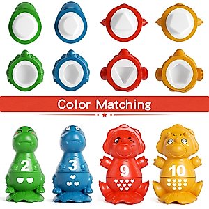 Snap-n-Learn Matching Dinosaurs, Toddler Stacking Sorting Toys, Educational Preschool Counting Dinos Learning Building Toy, Fine Motor Skills Learning Game Gifts for 18 Months 2 3 4 Year Old Boys Girl