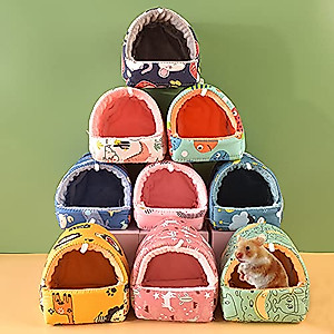 Hamster Nest Warm Cotton Nest Comfortable Large Hideout - Washable Guinea Pig Cage Accessories for Guinea Pigs, Chinchillas, Hamsters, Hedgehogs Small Animal Bed Cage Accessories Rose Red Strawberry