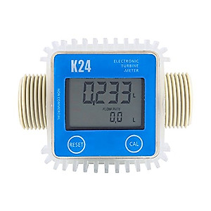 Turbine Meter, Professional K24 LCD Electrical Turbine Digital Gas Flow Meter Widely Used for Industrial Chemicals Liquid Water,Length 103MM