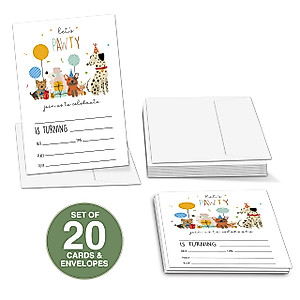 HEZNZXQ Dog Birthday Party Invitations, Let's Pawty Theme Birthday Parties Supplies Decorations, Puppy Theme Fun Fill-in Invites, 4" x 6" Double-sided Cards(20 Invitations and Envelopes)-C05