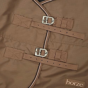 HORZE Glasgow Lightweight Waterproof Horse Turnout Blanket (100g Fill) - Cocoa Mocha - 75 in
