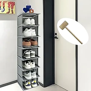 MEIXINZHI Narrow Shoe Rack, 8 Tiers Vertical Shoe Rack Shoe Tower Tall Slim Shoe Rack Storage Organizer for Closet Entryway Space Saving Corner Shoe Shelf