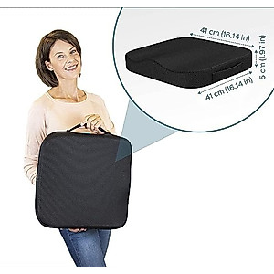 Seat Cushions for Office Chairs，Portable Memory Foam Seat Cushion for Coccyx Non Slip Bottom with Carry Handle,Washable Cover (Black)