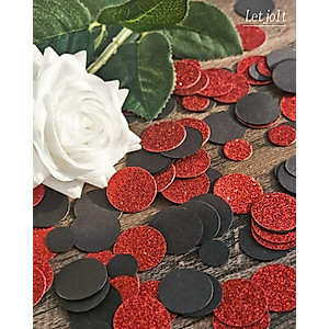 Red Dots Confetti Glitter Paper Red Black Scatter Table Decoration Surprise Craft Supplies Graduation Birthday Party Bridal Baby Shower Girls Party Wedding Gift Circle Dots Decor 100 Pcs