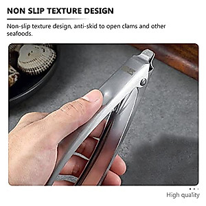 BESTonZON 1pc Peeler Opener Handle Scald Shell Crackers Tool Practical Nut Oyster Steel Clam Seafood Stainless Duty Sunflower Holder Shucker Anti- with Kitchen Silver Almonds Walnut