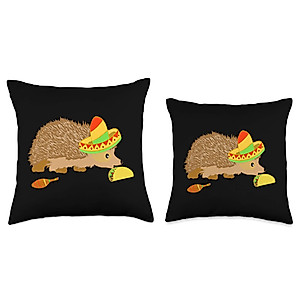 Mexican National Sombrero Day Cinco De Mayo Gifts Hedgehog Sombrero Costume Maracas Tacos Spiny Critters Throw Pillow, 18x18, Multicolor