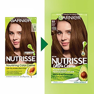 Garnier Hair Color Nutrisse Nourishing Creme, 53 Medium Golden Brown (Chestnut) Permanent Hair Dye, 2 Count (Packaging May Vary)