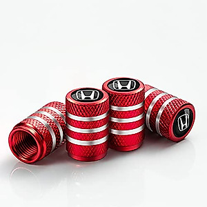 ZhongShanHui Suitable for Honda car Valve Cap Universal stem Cover Suitable for Honda Civic Agreement Insight Clarity CR-V HR-V Pilot Series tire Valve stem Cover Accessory 4 Pieces, White,Red, 2.5