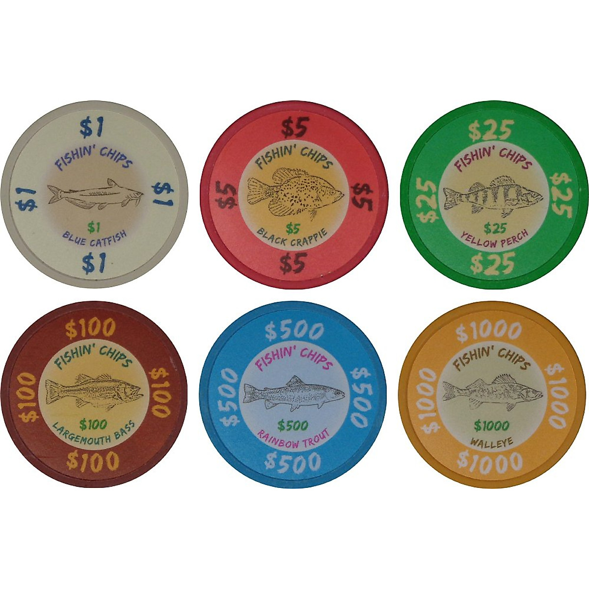 Fishin' Chips - Freshwater - Premium Quality Poker Chips and Playing Card Set