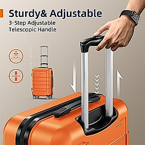 SHOWKOO Luggage Sets Expandable PC+ABS Durable Suitcase Sets Double Wheels TSA Lock 4 Piece Luggage Set Orange