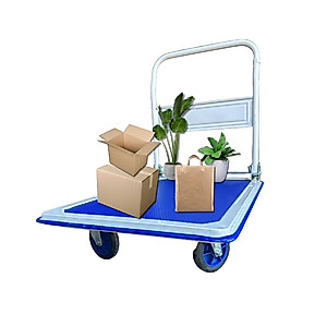 Ironbar 500 LBS Platform Dolly Cart Folding 34.25 in x 24 in PU Wheels Utility Push Cart for Home Garden Warehouse Work Office Travel