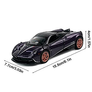 1:32 Alloy DieCast Metal Cars Model Collectible Pagani Huayra Dinastia Pull Back Vehicle, Pull Back Model Cars with Light and Sound，Children's Christmas Birthday Gifts,etc.(Purple)