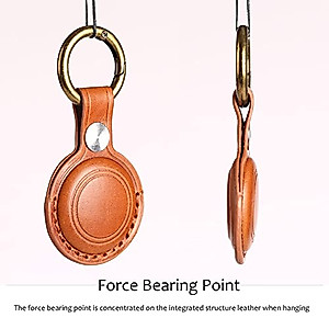KEEPXYZ Genuine Leather Airtag Holder Suitable for Apple Airtag Keychain Leather, Small Air Tag Holder with Key Rings, Protective Airtag Case Cover Accessories - Brown V1.0