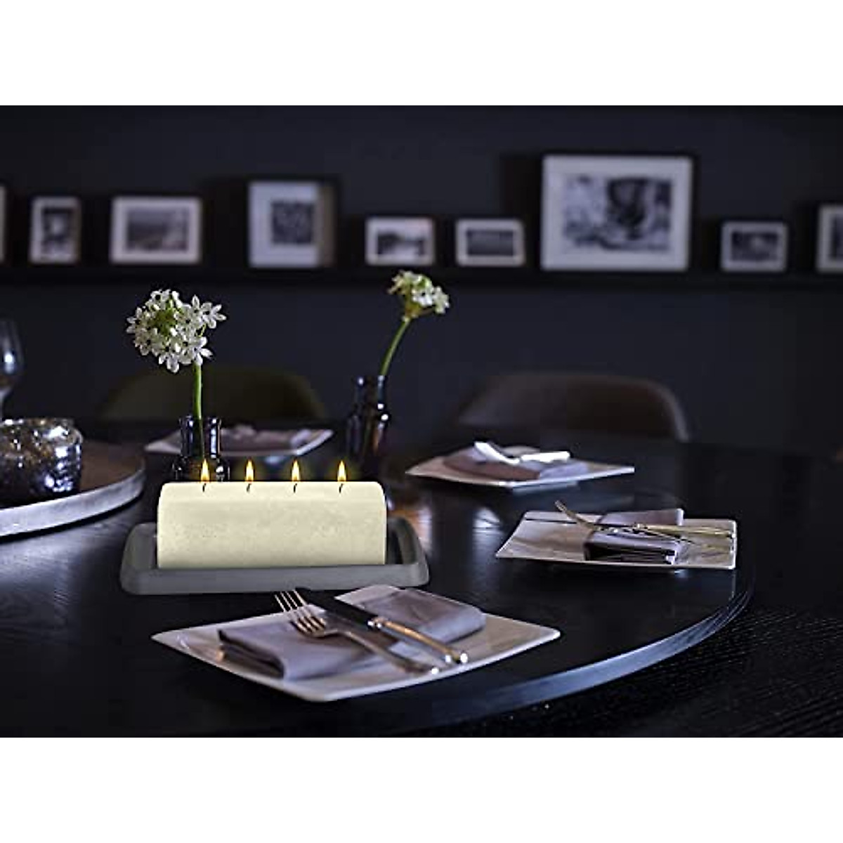 BOLSIUS Ivory Four Wick Pillar Candle Rustic - 2 Pack Big Rectangle 4 Wick Candle Set - 10 x 3.5 x 3.5 Inches - Premium European Quality - 50 Hours Burn Time - Unscented Smokeless & Relightable Flame