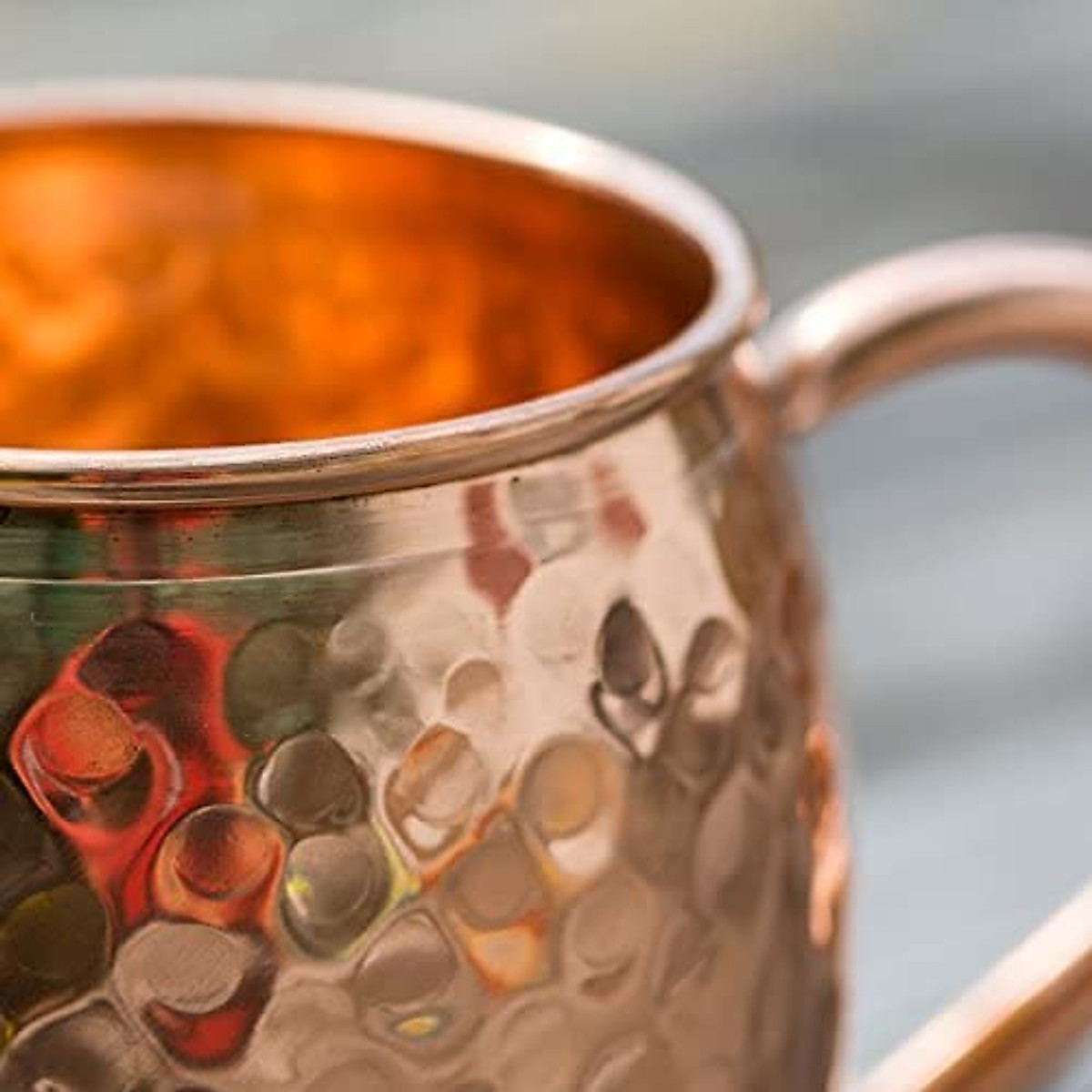 100% Solid Moscow Mule Copper Mugs Kit With Free Extras: Set of Two 16oz Mugs - Hammered Premium Quality Copper Cups, 2 Shot Glasses/Jiggers, and 1 Straw. Great For Gifts.