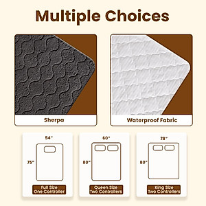 Bearhug Electric Heated Mattress Pads King Size Dual Controllers 78”×80” Sherpa Bed Warmer 21” Deep Pocket 10 Heat Settings 12-Hour Timer Machine Washable Gray