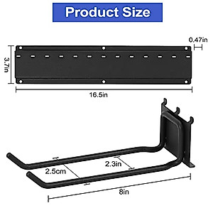 Garage Tool Storage Rack, Heavy Duty Wall Mounted Tools Organizer, Steel Garden Tool Storage System, Shovel Holder Organization Hanger with 6 Double-Hooks, 49.5inch Tracks Max Load 300lbs