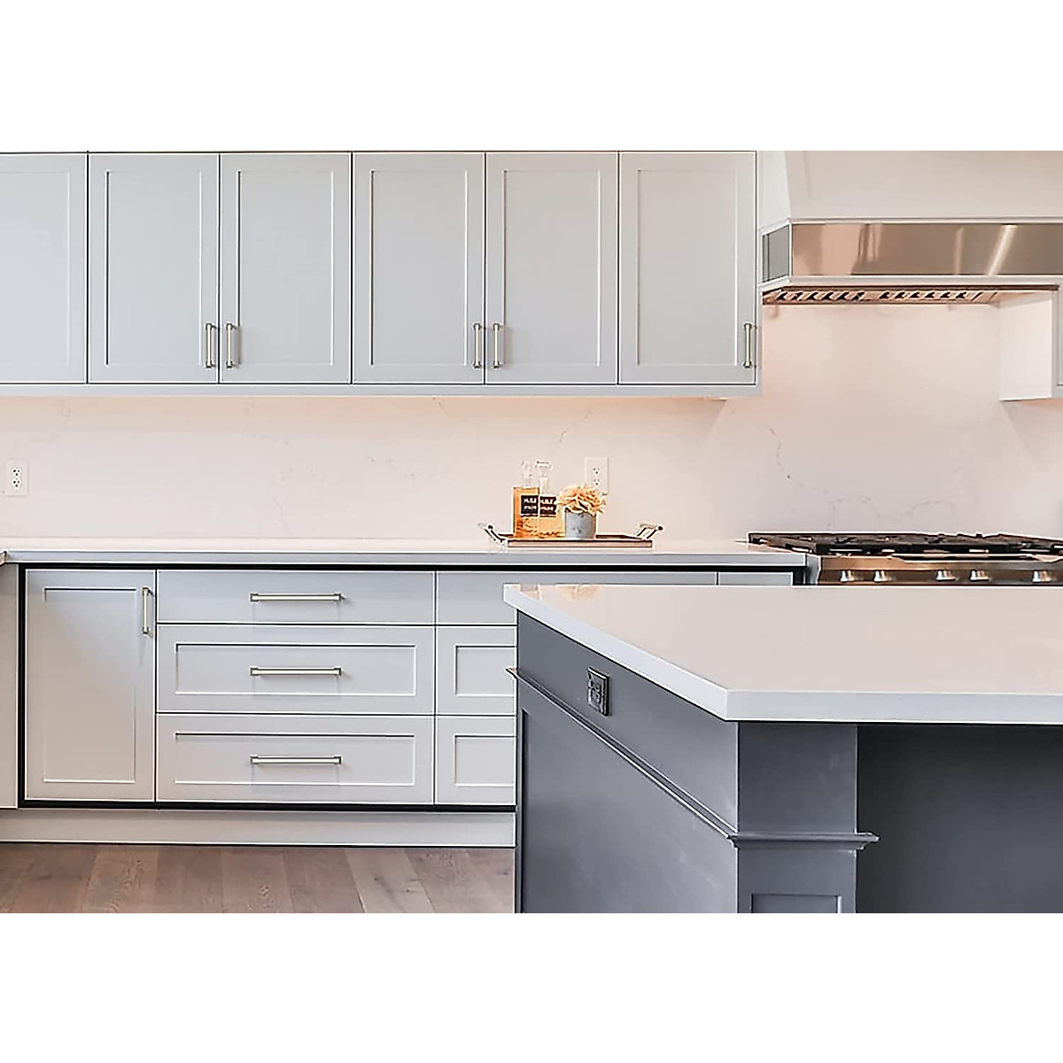 Amerdeco 10 Pack Brushed Satin Nickel 3.75 Inch(96mm) Hole Centers Kitchen Cabinet Pulls Hardware Kitchen Handles for Cabinets Cupboard Handles Drawer Pulls