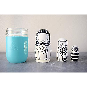 Mason Bottle Silicone Sleeve: Fits Any 8 Ounce Regular-Mouth Mason Jar, Extra Grip and Protection, Non-Toxic, Dishwasher Safe, Made in The USA (Agave Color)