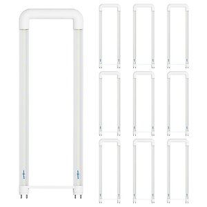 LUMINOSUM, T8 T12 U Bend LED Tube Light 2x2 Foot, 20W (40 watts equivalent), Cool White 6000k, Clear Cover, Ballast Bypass, ETL Listed, 10-pack