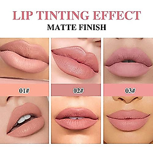 3 Colors Matt Nude Lipstick Lipliner Lip Crayons Pack Set with Built-in Sharpener,Velvet Moisture Smooth Matte Lipstick Pencils,Waterproof&Waterlasting Velvet Lip Crayon Lip Liner Lip Pen Lip Makeup