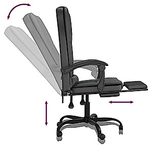 Home Office Chair, Ergonomic Office Chair, Massage Reclining Office Chair Black Faux Leather Suitable for Home Office