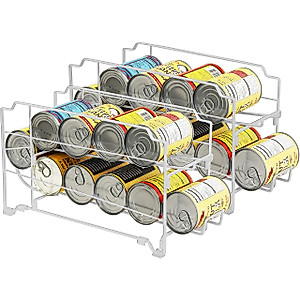 2 Pack - Simple Houseware Stackable Beverage Soda Can Dispenser Organizer Rack, White