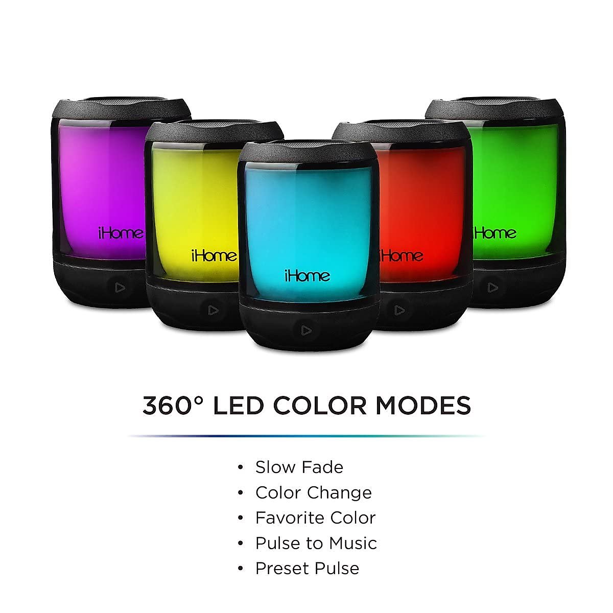 iHome Bluetooth Portable Color Changing iP67 Waterproof, Floatable Bluetooth Speaker with Mega Battery, Rechargeable Speaker