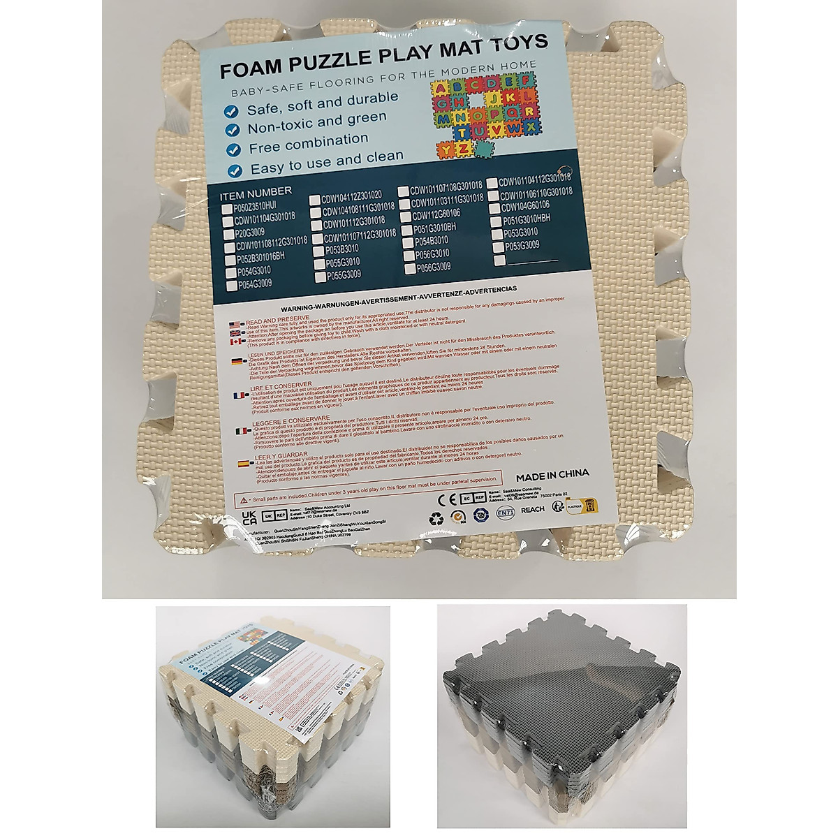 MQIAOHAM playmat Foam Play Tiles Interlocking Play mat Baby Play mats for Kids Floor mats for Children Foam playmats Jigsaw mat Baby Puzzle mat 18 Pieces Children Rug Crawl White Black Grey 101104112