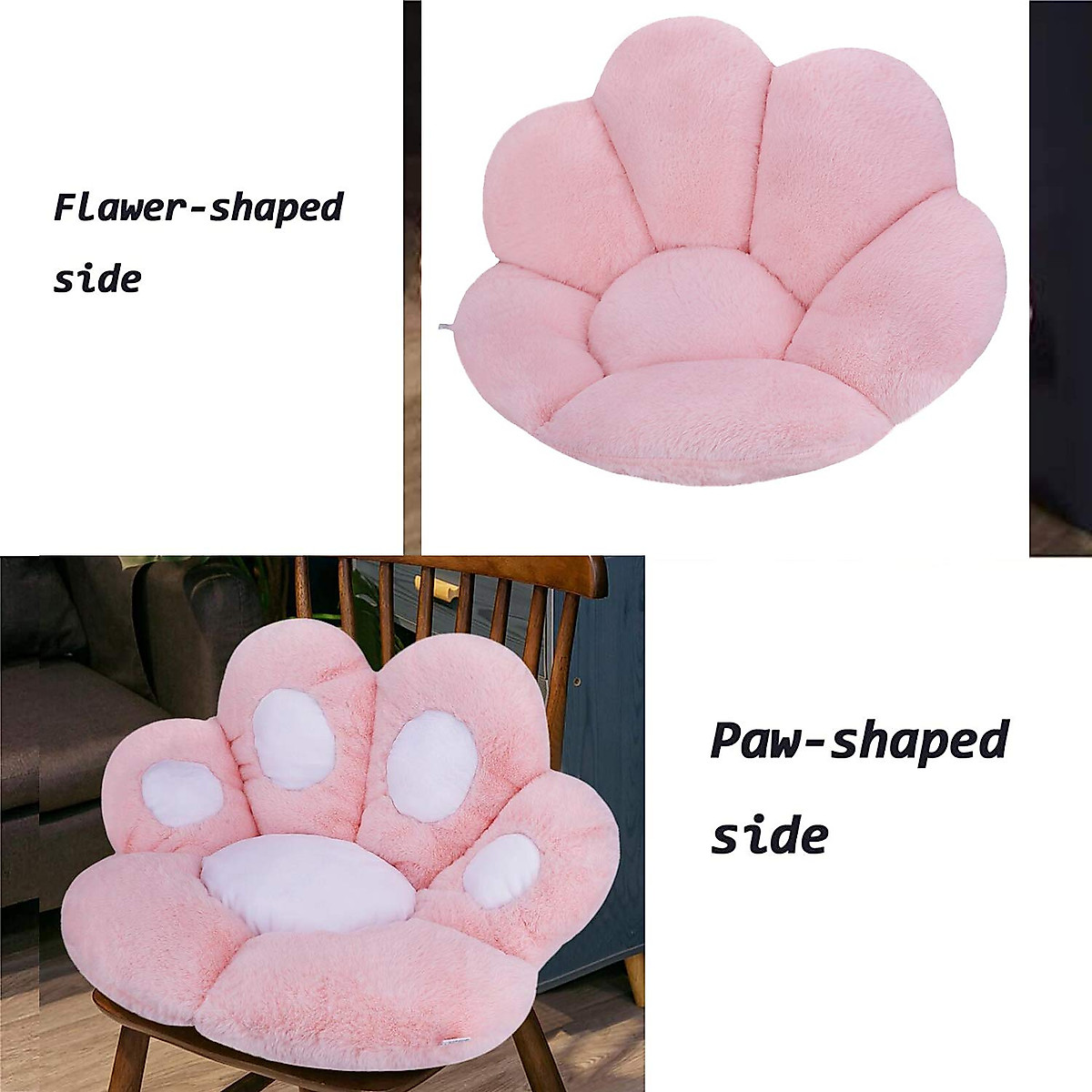 Reversible Armchair Seat Cushion Soft Cozy Bear Paw Shaped Chair Cushion Plush Comfort Seat Pad Office Cozy Warm Seat Pillow Relieves Back Coccyx Sciatica and Tailbone Pain Relief Chair Cushions