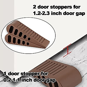 XQDWX Rubber Door Stopper, Anti-silp Soft TPR Sturdy Stackable Door Stop Wadge for Bottom of Heavy Duty Door on Multi Floor Carpet Concrete Tile Wood, 3 Pack Brown, 205DS-BR-3