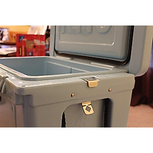 Universal Cooler Lock Brackets: Designed to fit Tie Down Slot of Mid to Large Rotomolded Ice Chests (Compatible with Yeti/RTIC Coolers) Made of Stainless Steel in The U.S.A. ( Pair )