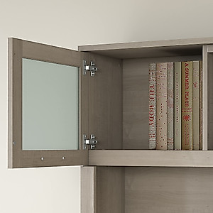 Bush Furniture Somerset 60W Desk Hutch in White and Storm Gray