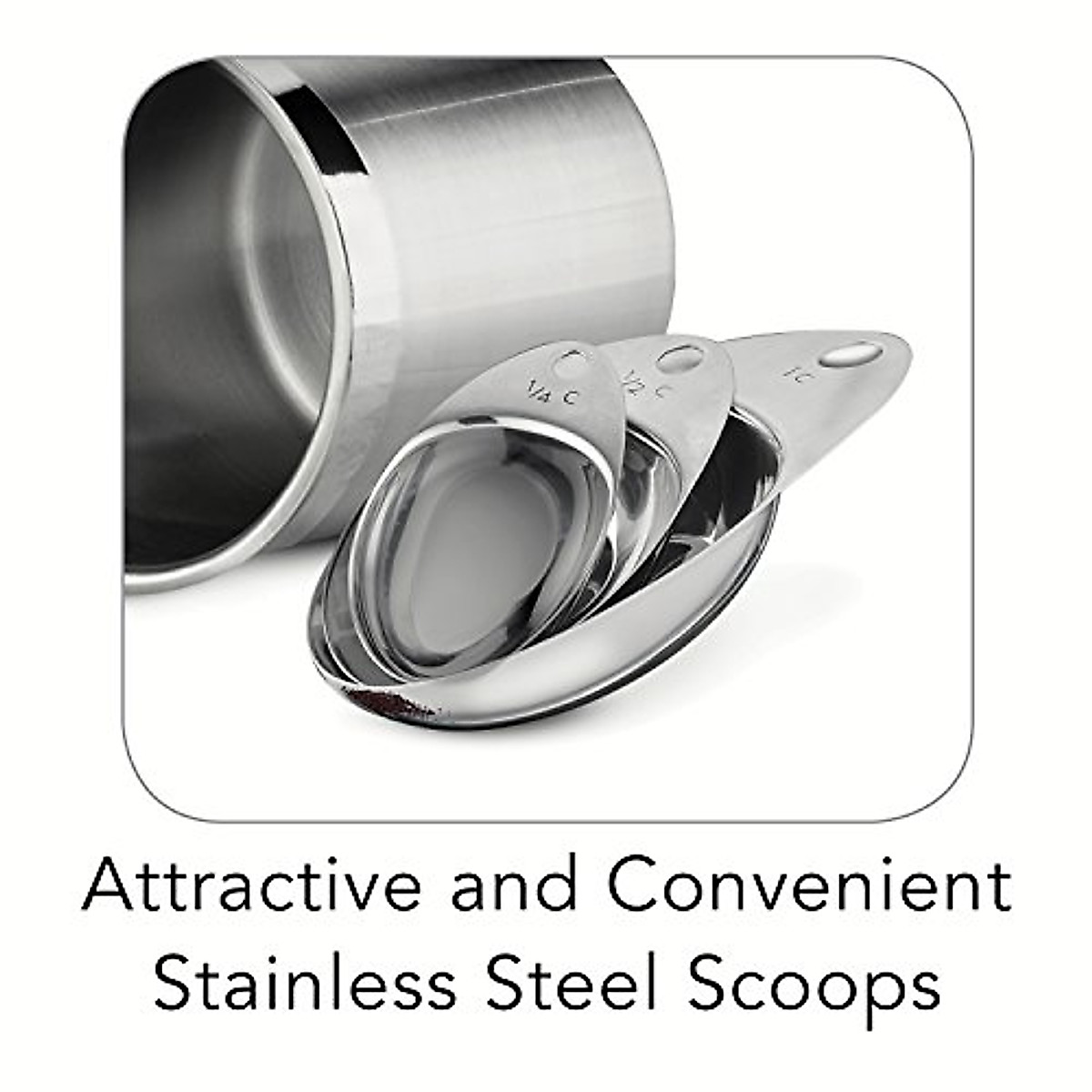 Tramontina 80204/527DS Gourmet Stainless Steel Canister and Scoops Set, 8 Piece, Made in Brazil