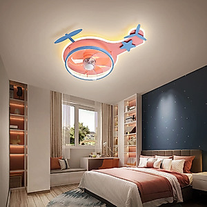 YUEGOO Ventiladores De Techo con Lámparas, Luces De Techo Del Ventilador, Moderna Doméstica Invisible Ventilador Inteligente Colgante Luminaria Sala De Niños 5 Cuchillas De Ventilador Lámpara Colgante