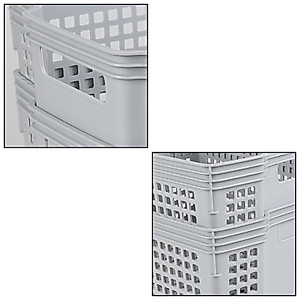 Neadas 6 Packs Large Plastic Storage Stacking Baskets, Large Stackable Cupboard Baskets, Grey