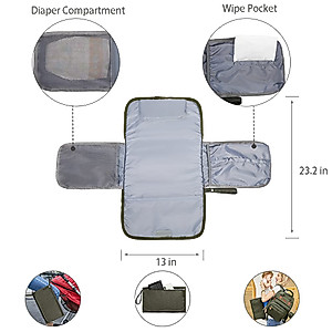 OUSIJOJO Diaper Bag Backpack, Green, with Changing Pad, 16.5x8x12 inches, Large Capacity, 18 Pockets, Waterproof, for Baby Girl Boy