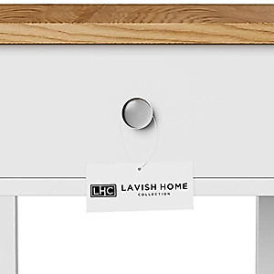 Lavish Home 2-Toned Slim Narrow End Table with Drawer and Storage Shelf Nightstand for Bedroom, Living Room or Entryway, White and Oak