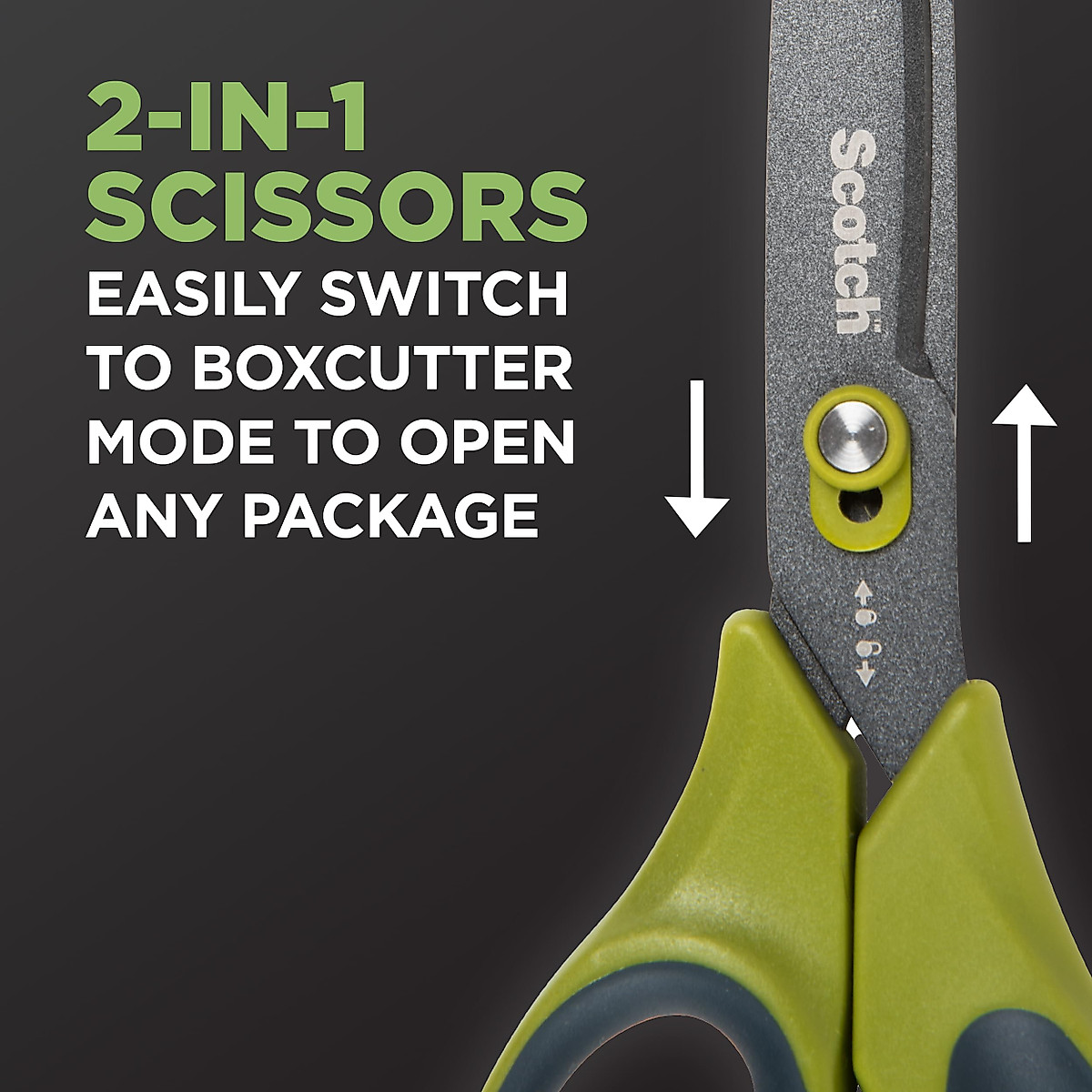 Scotch Non-Stick Unboxing Scissors, Dual-Function Scissors and Boxcutter, 8-inch