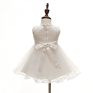 Meiqiduo Baby Princess Girls Christening Baptism Gowns Formal Dress 2Pcs Ivory White with Cloak (18M/16-18months)