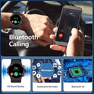 Military Smart Watch for Men Outdoor Rugged Tactical Smartwatch Bluetooth Answer Make Calls 1.32'' HD Fitness Tracker Watch Heart Rate Monitor Sleep Tracker Pedometer for iPhone Android Phones